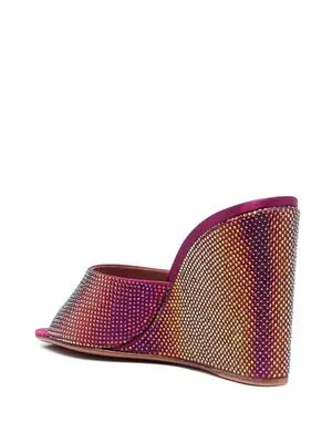 Amina Muaddi - Lupita Crystal Wedge Sandals