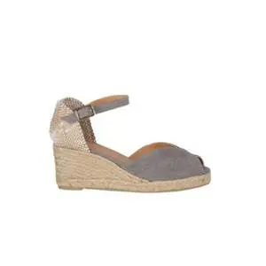 CastaÑer Bianca Wedge Espadrille Sandal In Canvas Cotton Plomo - Multi