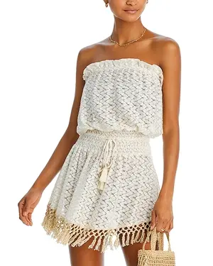 Ramy Brook Lauryn Swim Coverup Dress - White/gold Zig Zag