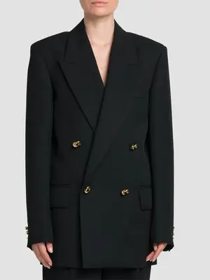 Bottega Veneta Double-breasted Wool Twill Blazer - Black