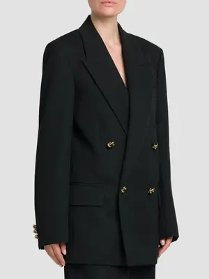Bottega Veneta Double-breasted Wool Twill Blazer - Black