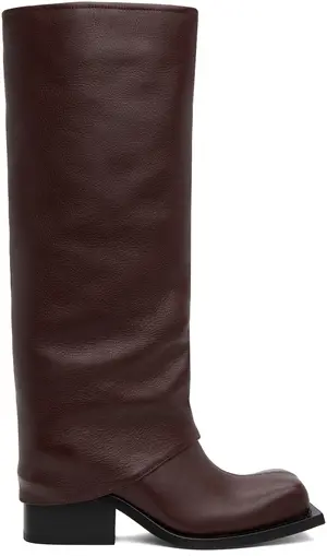 FIDAN NOVRUZOVA FIDAN NOVRUZOVA Burgundy Havva Chunky Heel Trouser Boots - Dark Cherry
