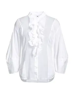 European Culture Cotton Poplin Ruched Shirt - White