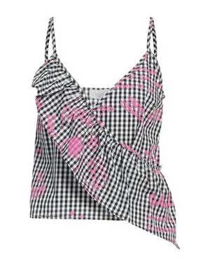 GAËLLE PARIS Ruffled Gingham Camisole Top - Black