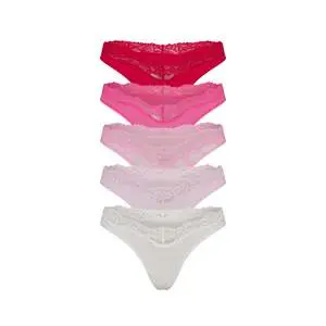 SKIMS Dipped Thong 5 Pack | Black | 2xl | Fits Everybody Lace Bubble Gum Multi