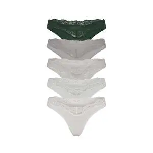 SKIMS Dipped Thong 5 Pack | Black | 2xl | Fits Everybody Lace Mirror Multi