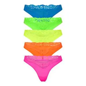 SKIMS Dipped Thong 5 Pack | Black | 2xl | Fits Everybody Lace Neon Multi