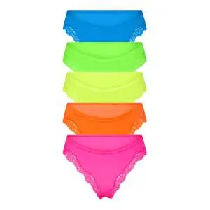SKIMS Cheeky Tanga 5 Pack | Black | Medium | Fits Everybody Lace Neon Multi
