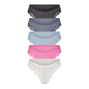 SKIMS Cheeky Tanga 5 Pack | Black | Medium | Fits Everybody Lace Opal Fair Isle Multi