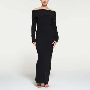SKIMS Cozy Knit Off The Shoulder Dress
