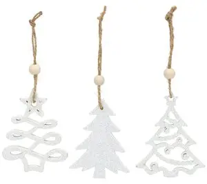 MELROSE Wood Tree Tag Ornament With Beaded Hang Er - One-color