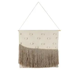 FORESIDE HOME & GARDEN Woven Fringe Tapestry With Poms - One-color