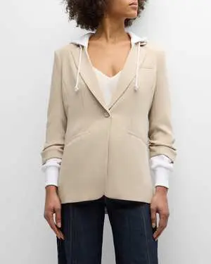 Cinq À Sept Hooded Khloe Jacket Khakiwhite