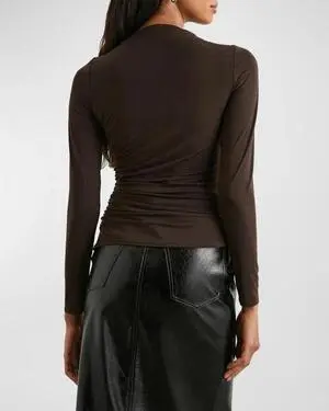 Rails Joelle Shirred Mock-neck Top - Espresso
