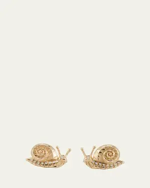 Harwell Godfrey Snail Stud Earrings With Diamonds