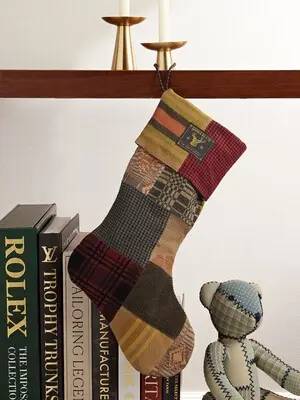 Ralph Lauren Leather-trimmed Patchwork Cotton Stocking