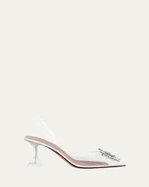 Amina Muaddi Begum Crystal Slingback Pumps - Clear