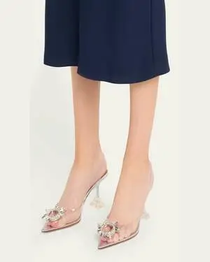 Amina Muaddi Begum Crystal Slingback Pumps - Clear