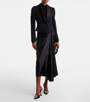 Amina Muaddi Begum Satin Slingback Pumps - Black