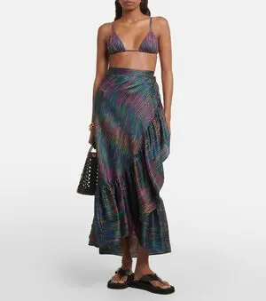 ERES Néon Printed Silk Satin Wrap Skirt