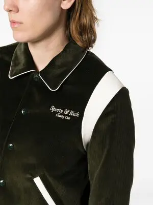 SPORTY & RICH Logo-embroidered Bomber Jacket - Green