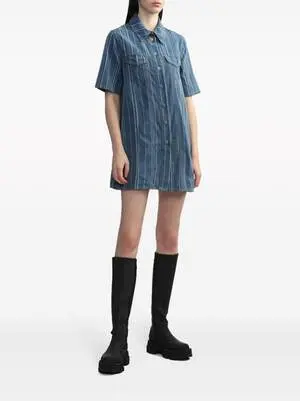 GANNI Stripe-pattern Denim Mini Dress
