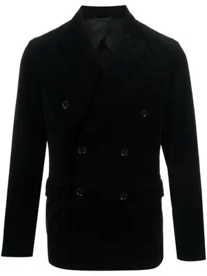 Aspesi Notched-lapels Velvet-finish Double-breasted Blazer