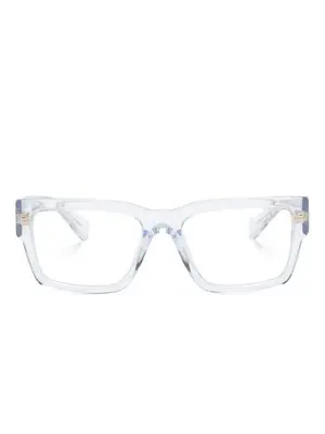 Miu Miu Logo-plaque Square-frame Glasses - Neutrals