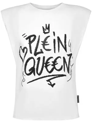 Philipp Plein Pure Crystals-embellished Sleeveless T-shirt - White
