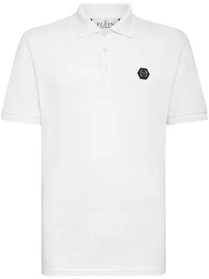 Philipp Plein Logo-print Cotton Polo Shirt - White