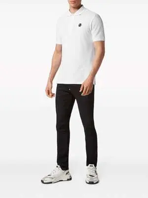 Philipp Plein Logo-print Cotton Polo Shirt - White