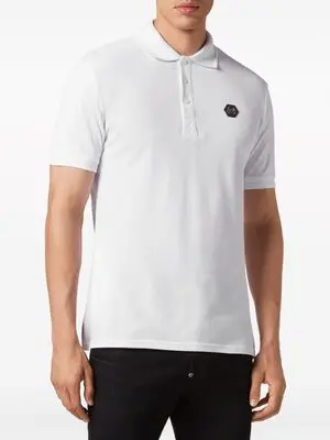 Philipp Plein Logo-print Cotton Polo Shirt - White