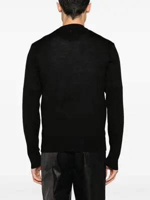 Neil Barrett Fine-knit Wool Cardigan With Thunderbolt Embroidery - Black