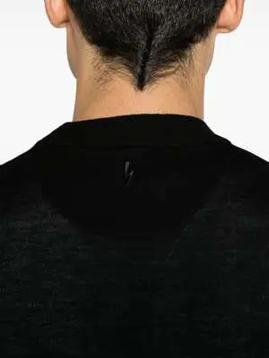 Neil Barrett Fine-knit Wool Cardigan With Thunderbolt Embroidery - Black