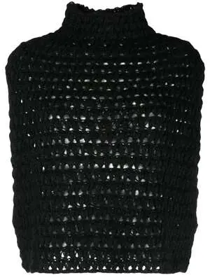 MERCI Mock-neck Open-knit Vest