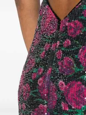 ROTATE BY BIRGER CHRISTENSEN Rose-pattern Sequin Maxi Dress