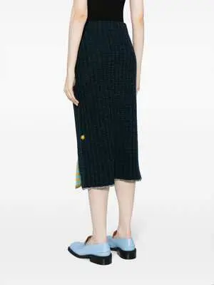 YANYAN Check-print Knitted Midi Skirt