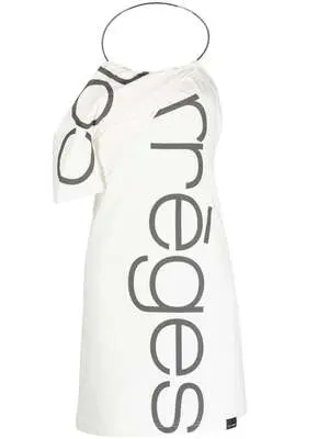 COURREGES Logo-print One-shoulder Mini Dress