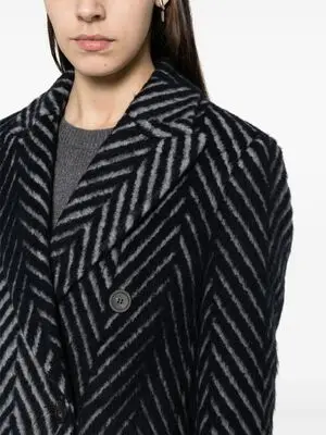 Peserico Chevron-knit Double-breasted Coat