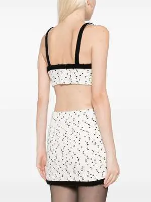 Alessandra Rich Bouclé Wool-blend Cropped Top