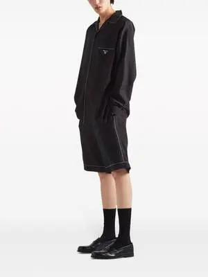 Prada Contrast-trim Silk Pajama Shirt