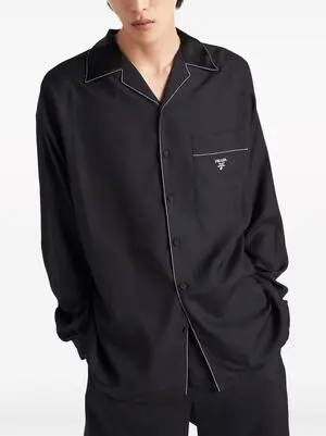 Prada Contrast-trim Silk Pajama Shirt