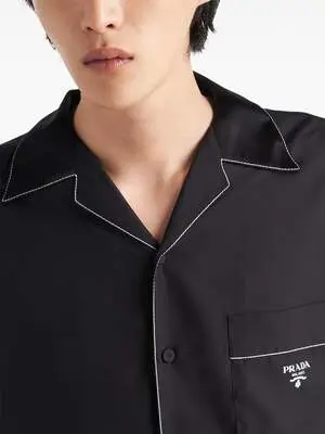 Prada Contrast-trim Silk Pajama Shirt