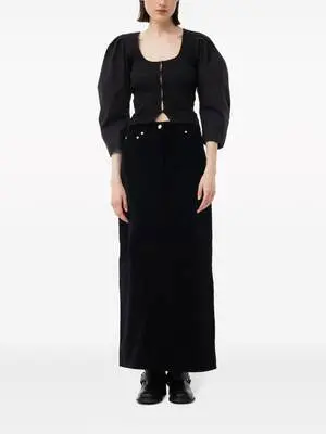 GANNI U-neck Cropped Blouse - Black