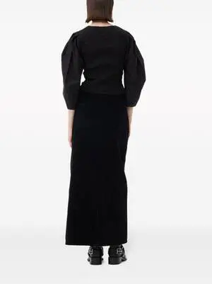 GANNI U-neck Cropped Blouse - Black