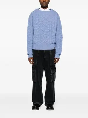 Martine Rose Cable-knit Merino Wool Jumper - Blue