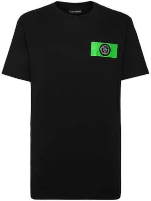 PLEIN SPORT Ss Logo-patch Cotton T-shirt - Black