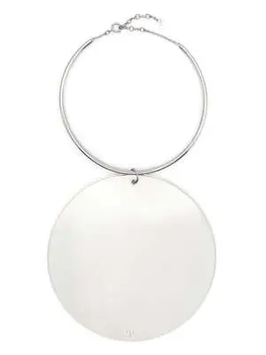 COURREGES Circular Pendant Tube Necklace - Silver