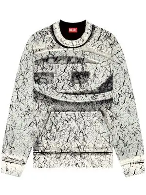 DIESEL® Cracked Effect Cotton Sweatshirt