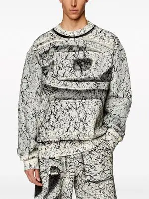 DIESEL® Cracked Effect Cotton Sweatshirt